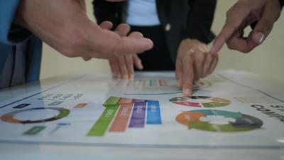 Group business people working during explain discussions on financial ...