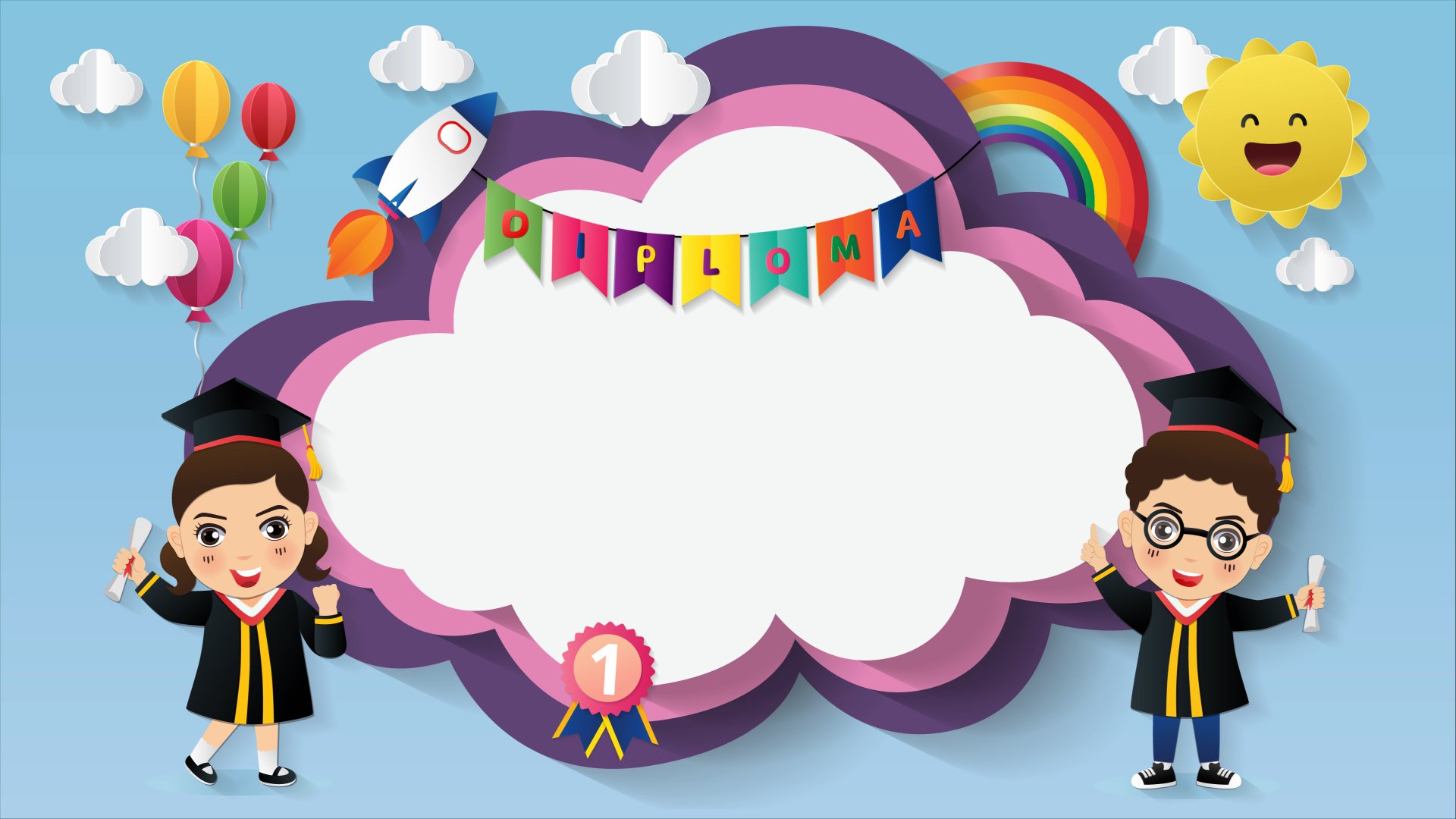 Dibujos Animados De Niños Graduados